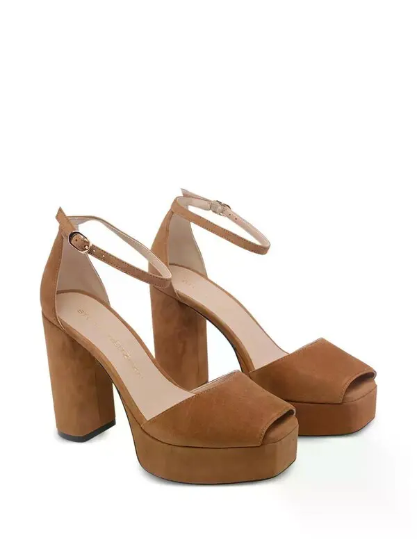 STUART WEITZMAN Platform Ankle Strap Pumps - Brown