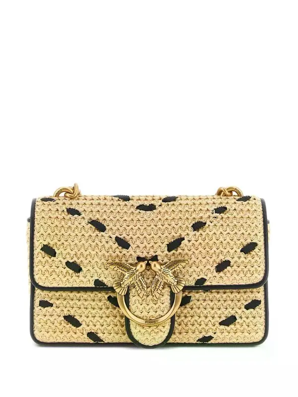 Pinko Love One Light Chevron Raffia Small Crossbody Bag - Neutrals