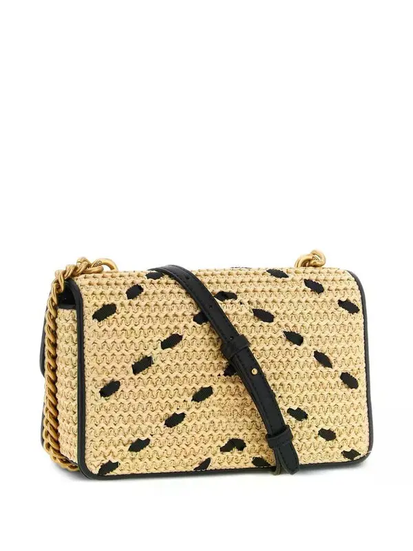 Pinko Love One Light Chevron Raffia Small Crossbody Bag - Neutrals