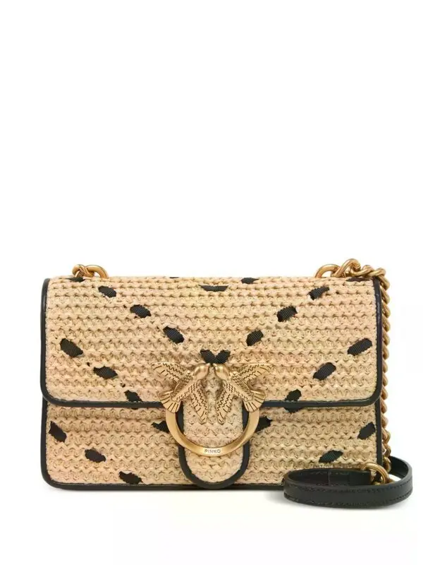 Pinko Love One Light Chevron Raffia Small Crossbody Bag - Neutrals