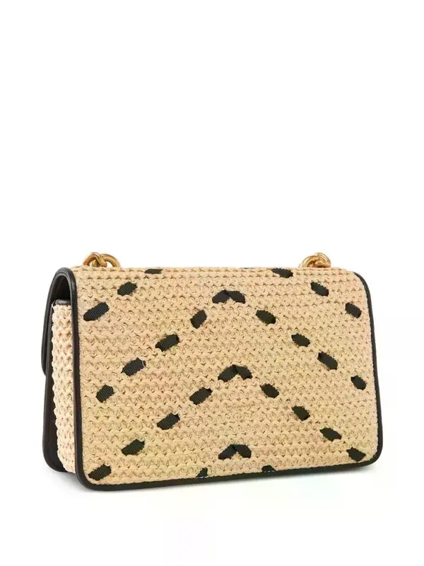 Pinko Love One Light Chevron Raffia Small Crossbody Bag - Neutrals