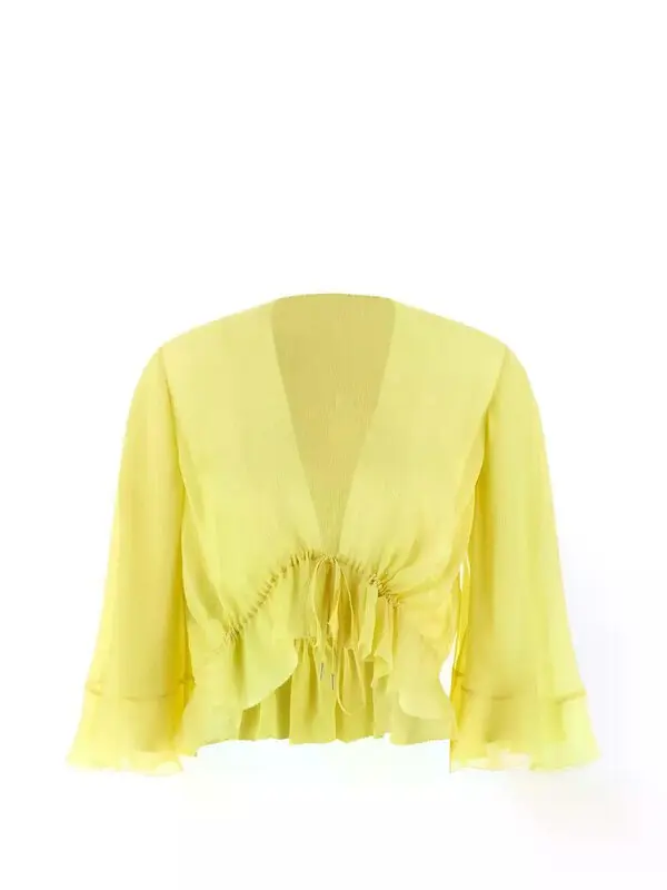 Alberta Ferretti Drawstring Ruffled Blouse - Yellow