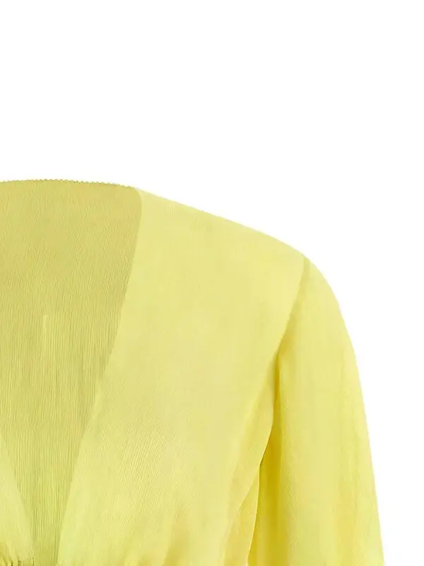 Alberta Ferretti Drawstring Ruffled Blouse - Yellow