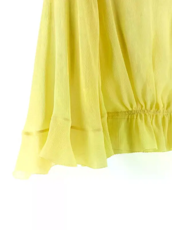 Alberta Ferretti Drawstring Ruffled Blouse - Yellow