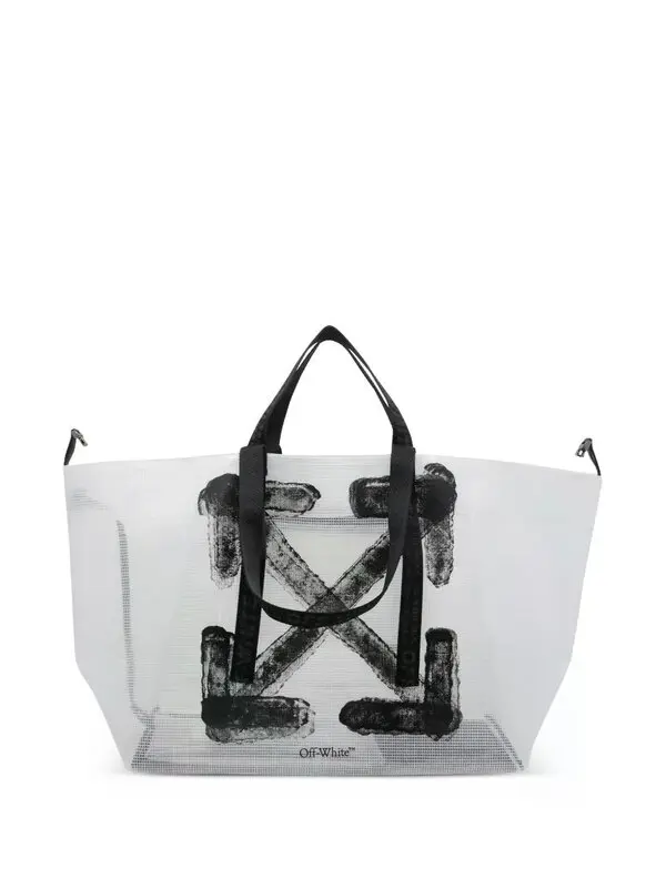 Off-White Tote Bag With Zip Pocket - White