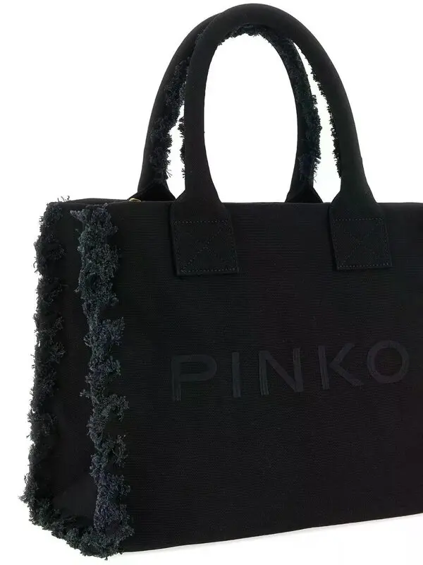 Pinko Medium Fringed Shopper Tote Bag - Black