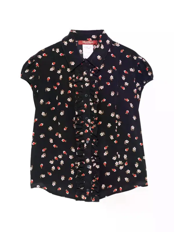 Max Mara Flower-print Ruffled Top