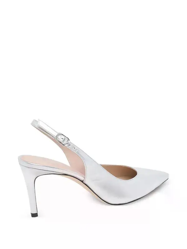 STUART WEITZMAN Power 75 Buckle Slingback Pumps - Silver