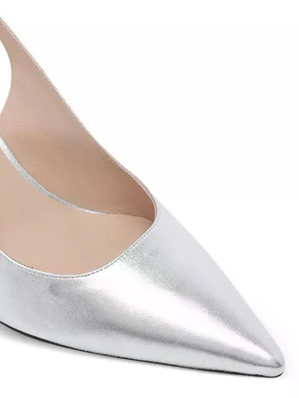 STUART WEITZMAN Power 75 Buckle Slingback Pumps - Silver