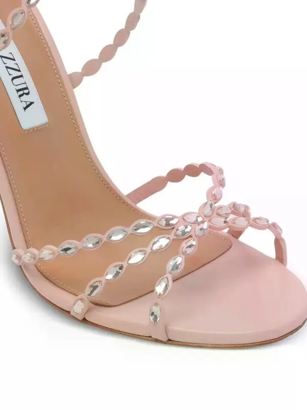 AQUAZZURA Tequila Buckle Embellished Leather Sandals - Pink