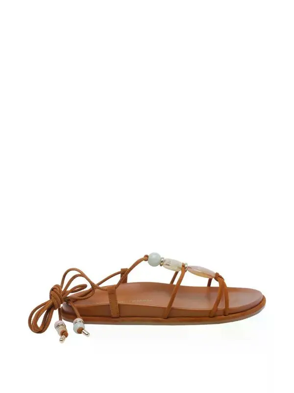 STUART WEITZMAN Beaded Wrap Sandals - Brown