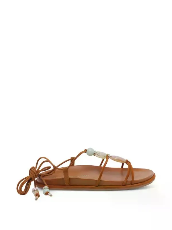 STUART WEITZMAN Beaded Wrap Sandals - Brown