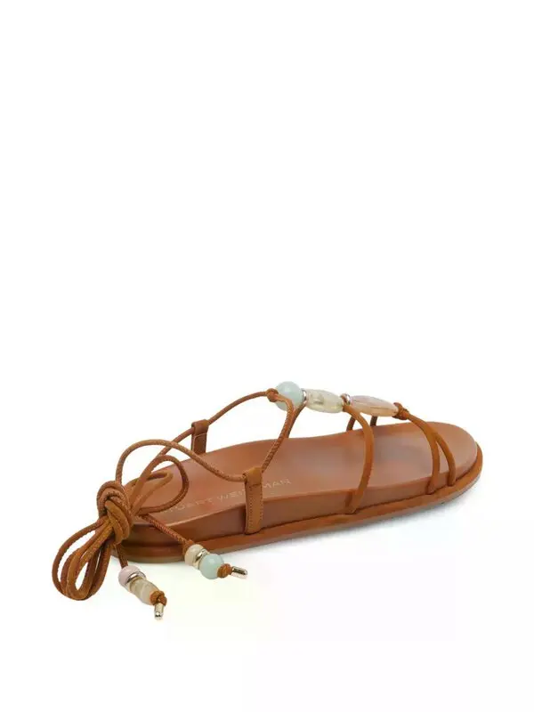 STUART WEITZMAN Beaded Wrap Sandals - Brown