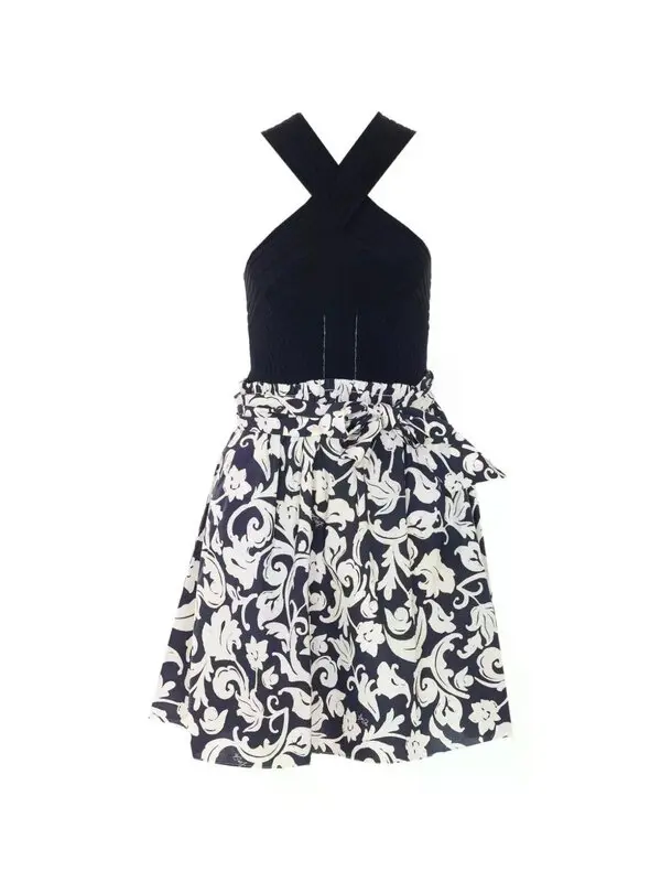 Liu Jo Floral Print Sleeveless Midi Dress With Criss-cross Detail And Bow