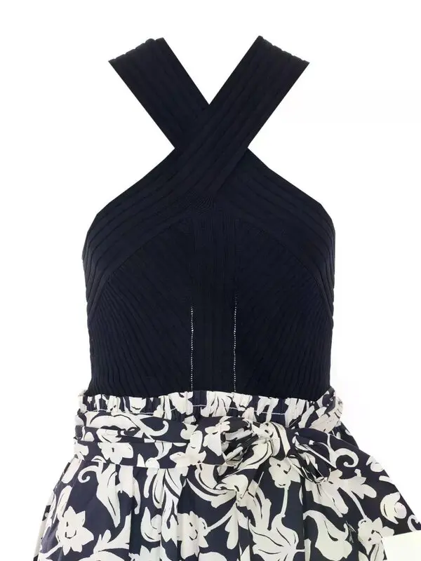 Liu Jo Floral Print Sleeveless Midi Dress With Criss-cross Detail And Bow