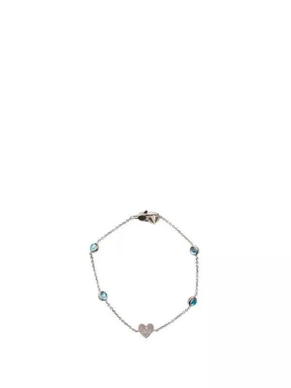 Gucci Sterling Silver Crystal Heart Station Bracelet - Blue