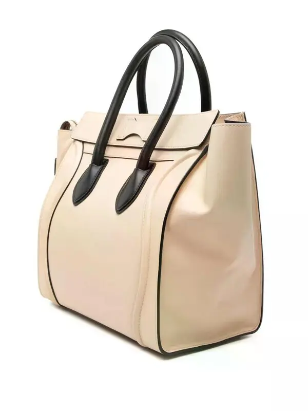 Celine 2013 Mini Bicolor Leather Luggage Tote - Brown