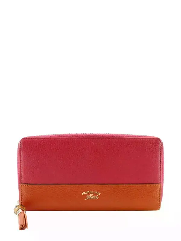Gucci 2000-2015 Bicolor Calfskin Zip Around Bamboo Wallet Long Wallets - Pink