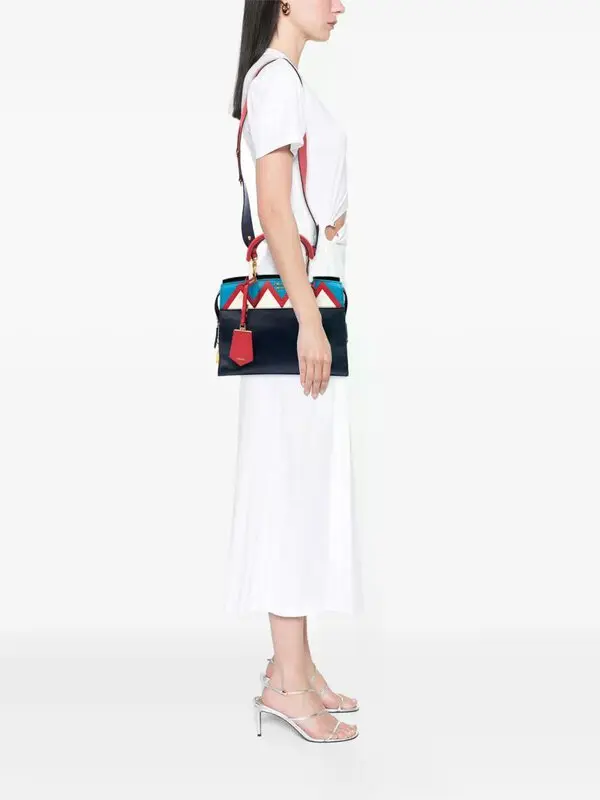Prada Medium Saffiano Trimmed City Calf Greca Esplanade Satchel