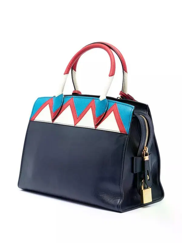 Prada Medium Saffiano Trimmed City Calf Greca Esplanade Satchel