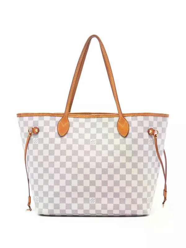 LOUIS VUITTON Damier Azur Neverfull Mm Tote Bag - White