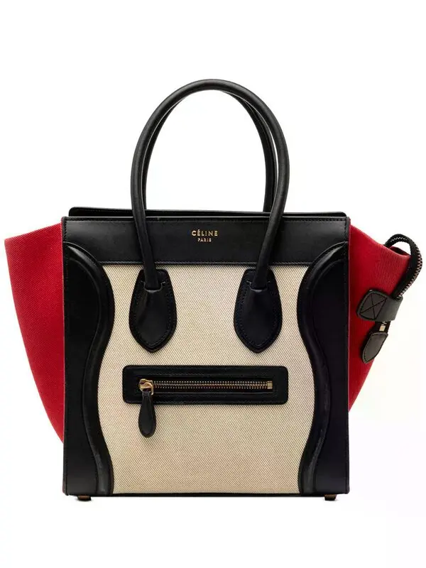 Celine 2015 Micro Tricolor Canvas And Leather Luggage Tote Handbag