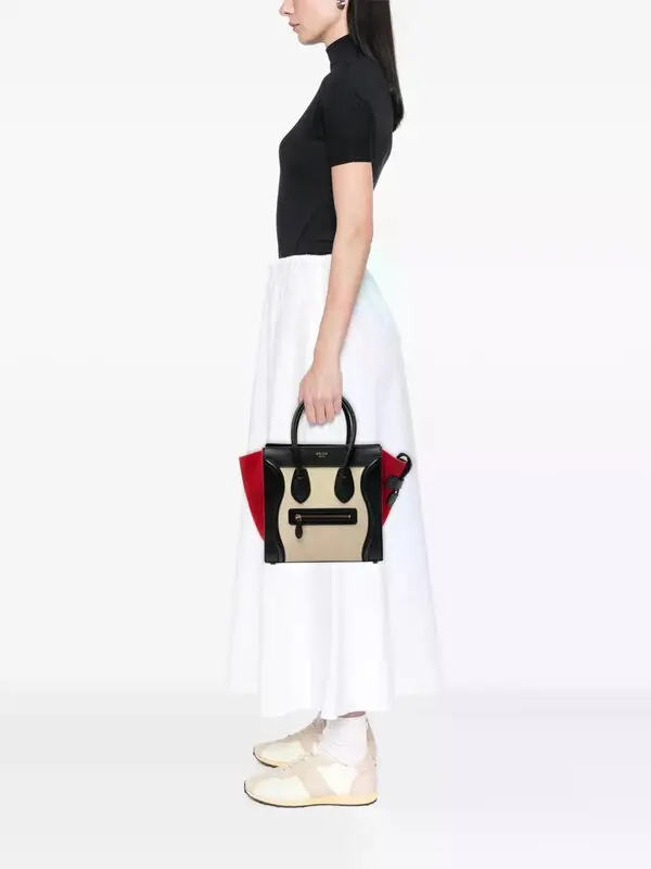 Celine 2015 Micro Tricolor Canvas And Leather Luggage Tote Handbag