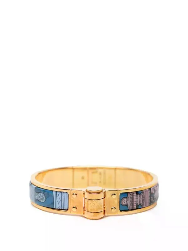 Hermès Narrow Printed Enamel Hinge Bracelet - Blue