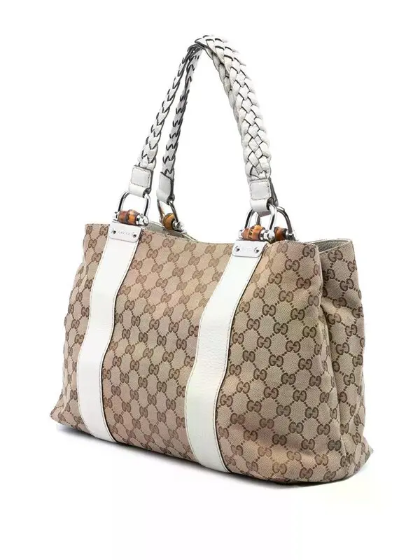 Gucci Medium Gg Canvas Bamboo Libeccio Tote Bag