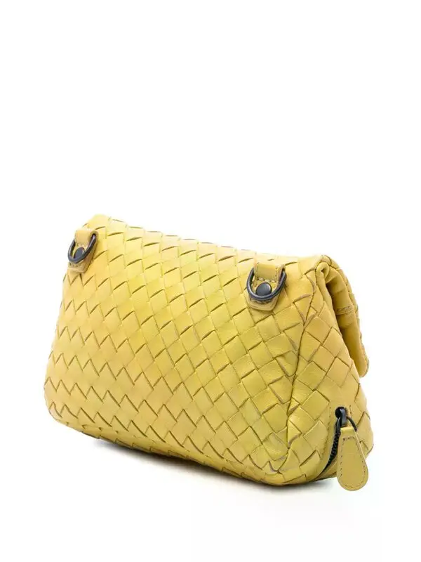 Bottega Veneta Mini Nappa Intrecciato Expandable Chain Flap Crossbody Bag - Yellow