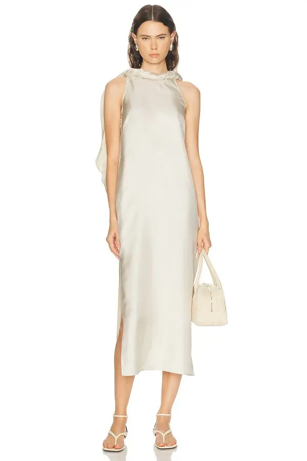 Loulou De Saison Susan Twisted Collar Dress - Ivory