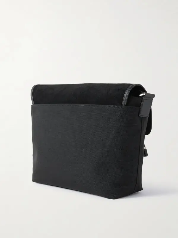 Loewe Leather-trimmed Suede And Canvas Messenger Bag - Black