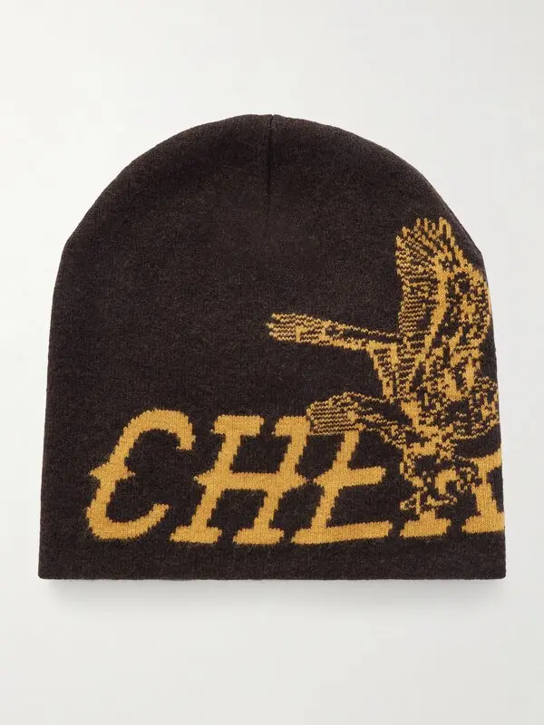 CHERRY LOS ANGELES Flying Cherry Skull Logo-intarsia Beanie - Brown