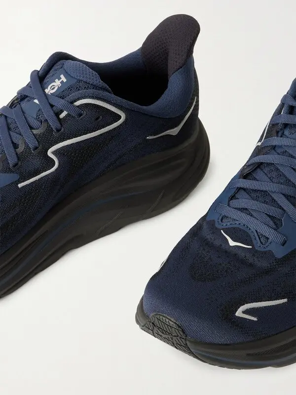 HOKA® Clifton 10 Rubber-trimmed Jacquard Running Sneakers - Blue
