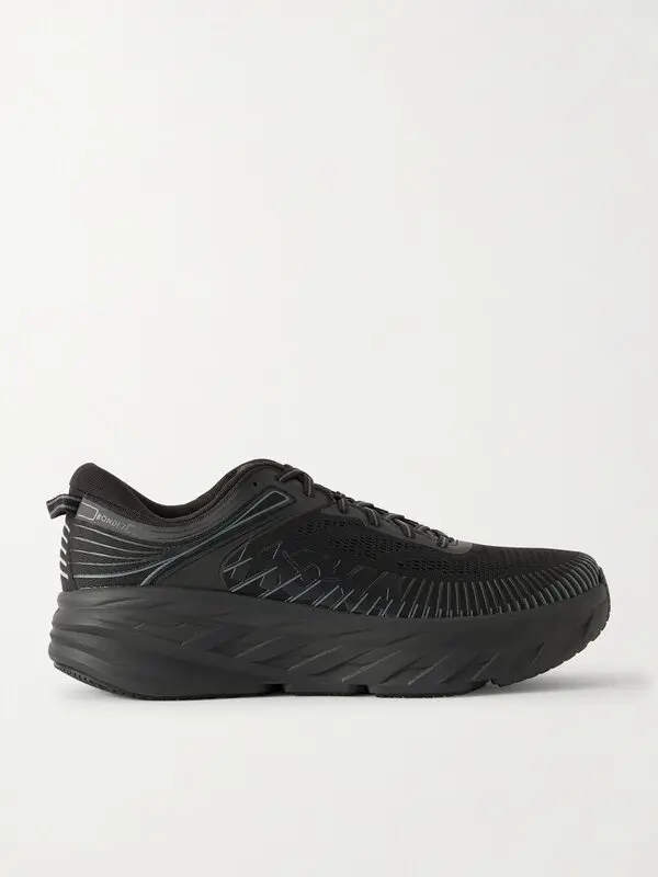 HOKA® Bondi 7 Rubber-trimmed Mesh Running Sneakers - Black