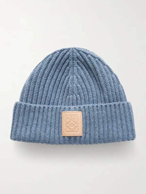 Loewe Anagram Appliquéd Cashmere Beanie - Blue
