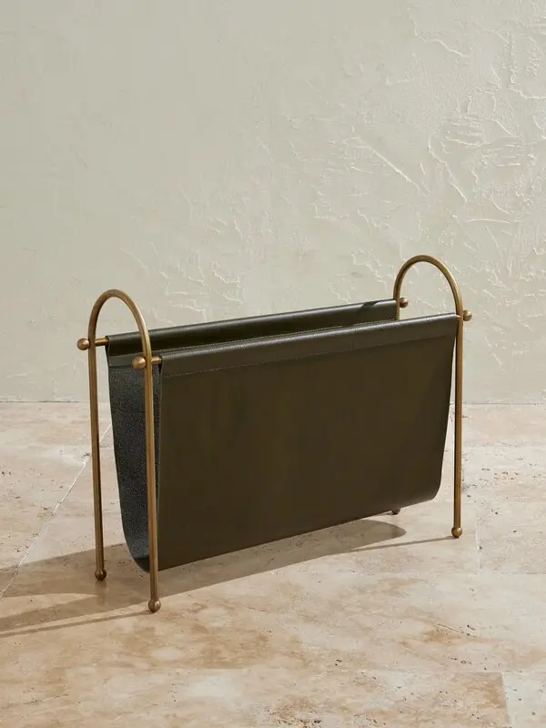 SOHO HOME Meard Gold-tone And Leather Magazine Rack - Green