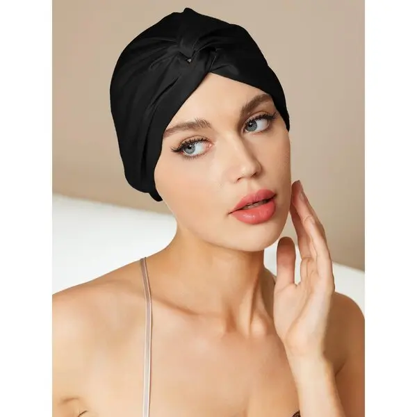SILKSILKY Pure Silk Knot-front Hair Bonnet - Black