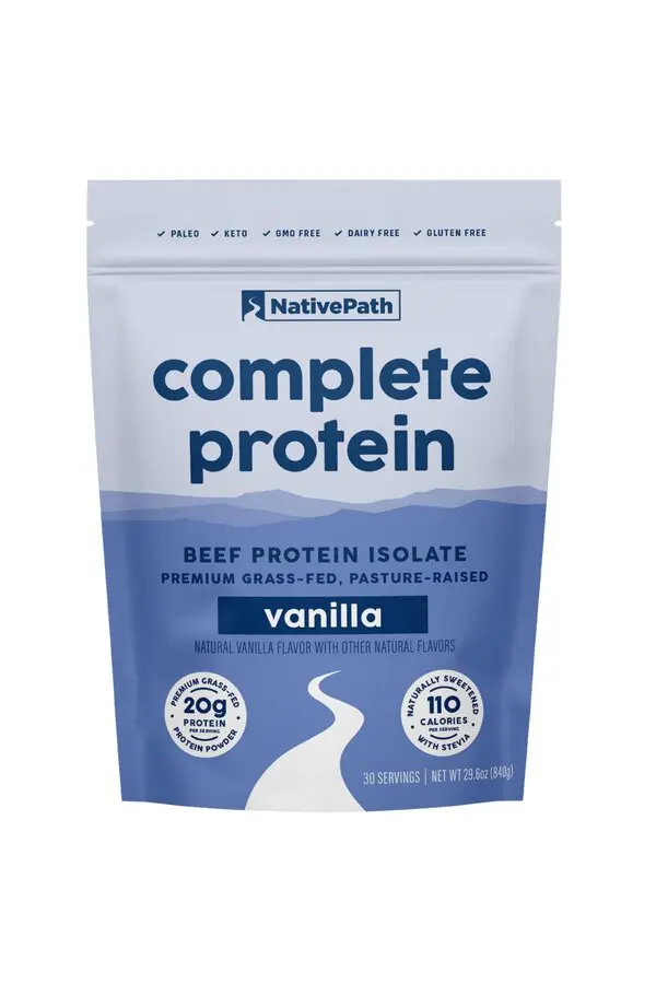 NATIVEPATH Complete Beef Protein Powder Isolate Â 20g Protein - White