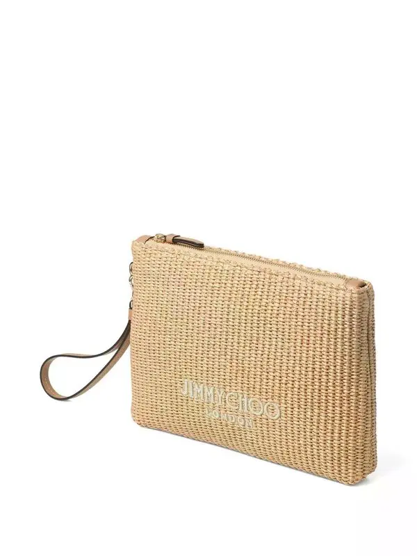 JIMMY CHOO Raffia Pouch With Wrist Strap