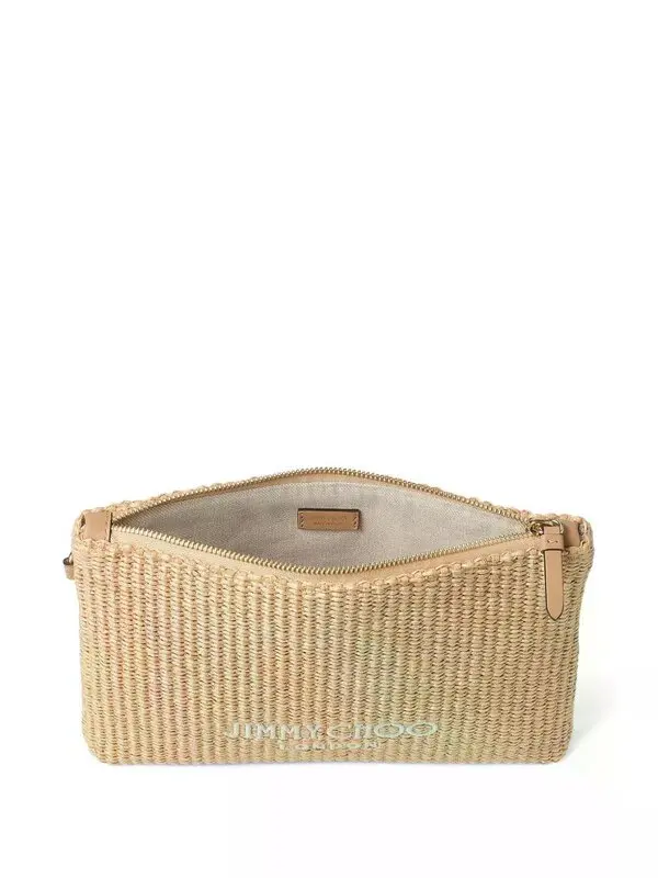 JIMMY CHOO Raffia Pouch With Wrist Strap