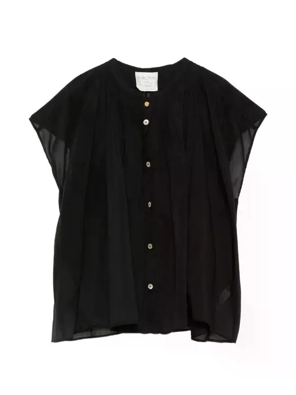 FORTE_FORTE Gathered-detail Blouse - Black