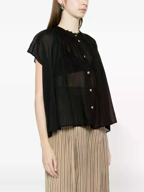 FORTE_FORTE Gathered-detail Blouse - Black