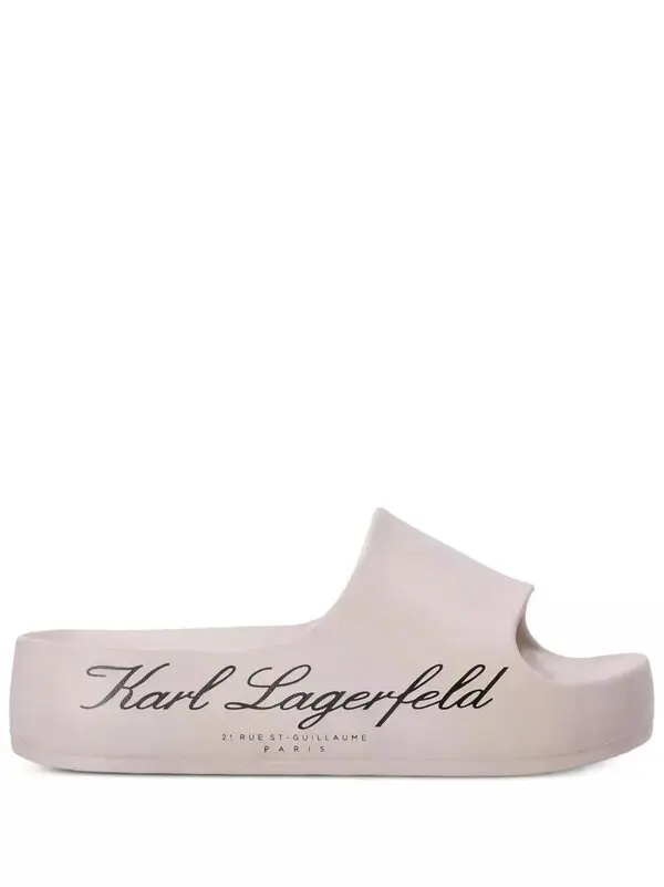 Karl Lagerfeld Logo-print Flat Slides - Neutrals