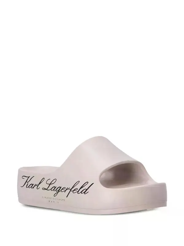Karl Lagerfeld Logo-print Flat Slides - Neutrals