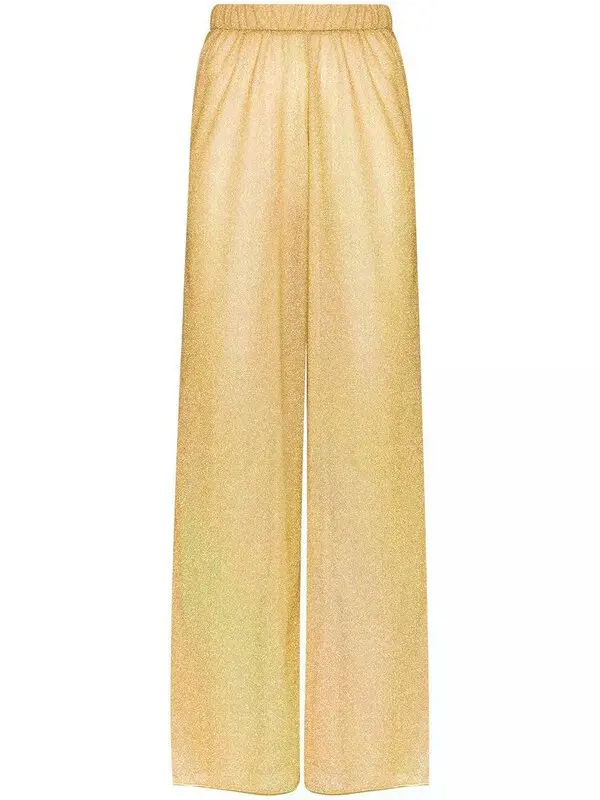Oseree Lumière Metallic Wide Leg Trousers - Gold