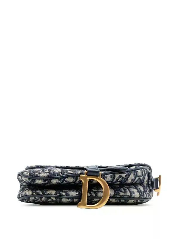 Dior 2021 Mini Oblique Canvas Saddle Bag - Blue
