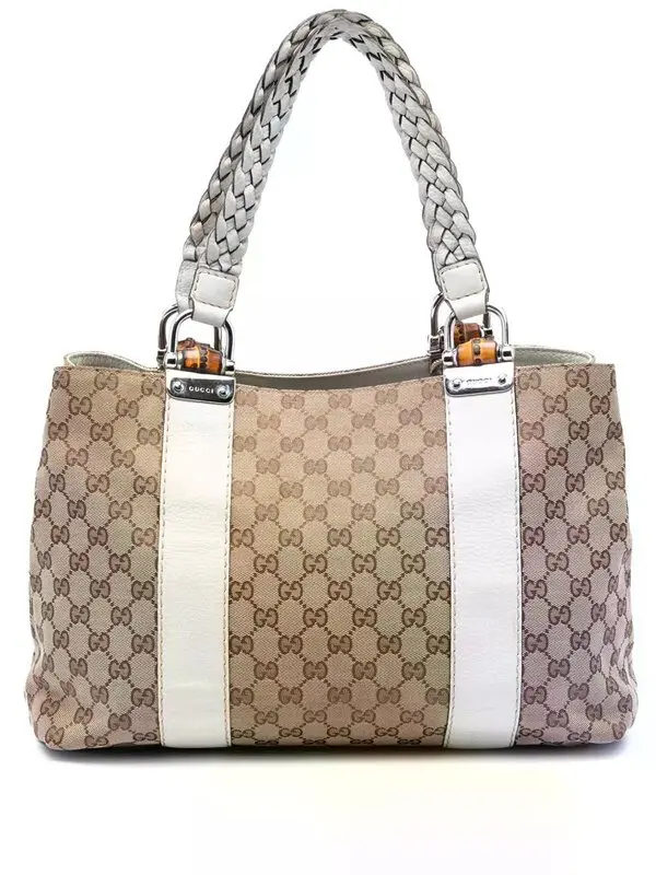 Gucci Medium Gg Canvas Bamboo Libeccio Tote Bag