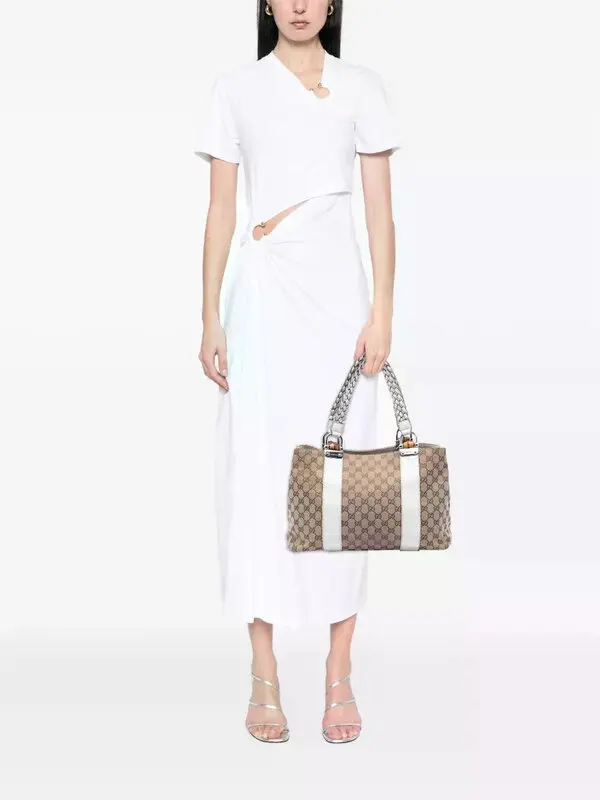 Gucci Medium Gg Canvas Bamboo Libeccio Tote Bag