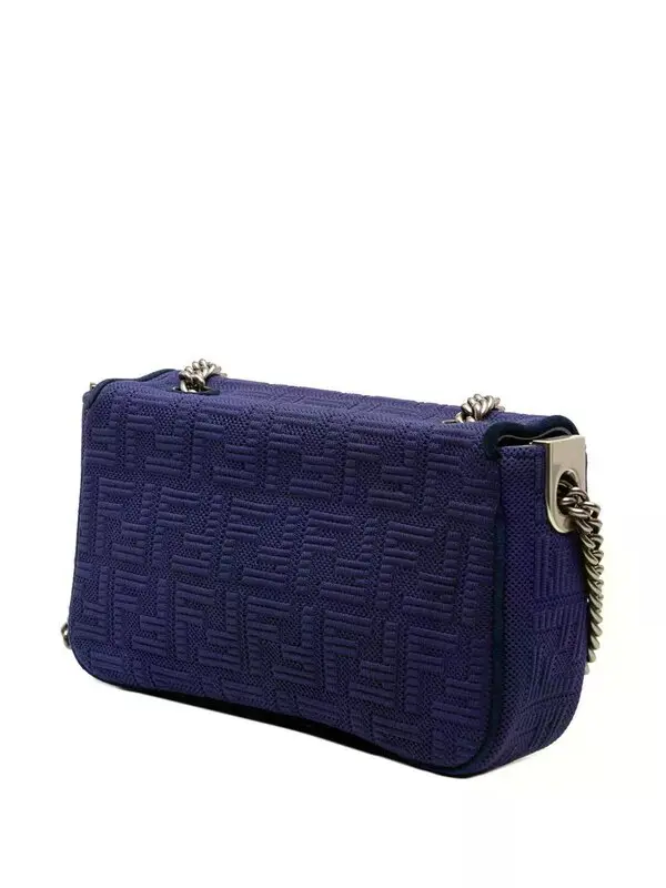 Fendi Zucca Embossed Technical Fabric Chain Baguette - Blue